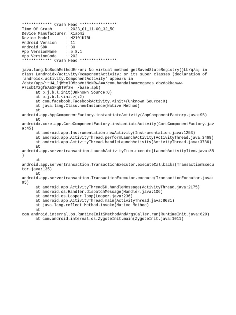 Android App Crash: NoSuchMethodError | PDF