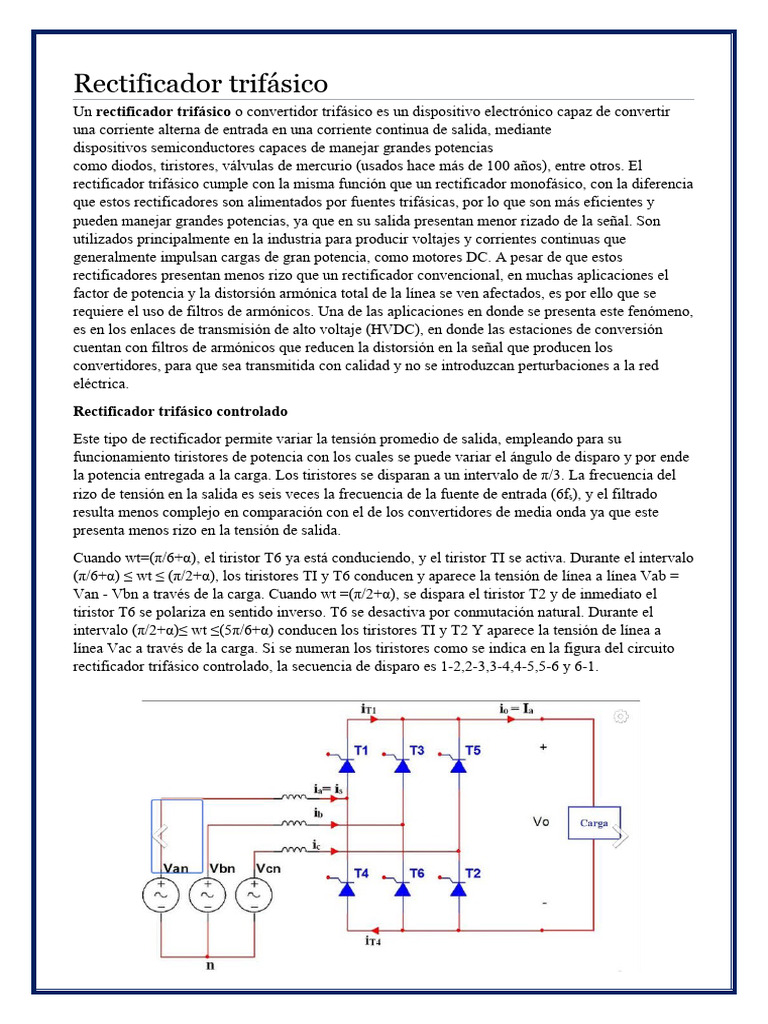 (Información) Rectificador Trifasico Controlado de Media Onda y Onda Completa | PDF ...