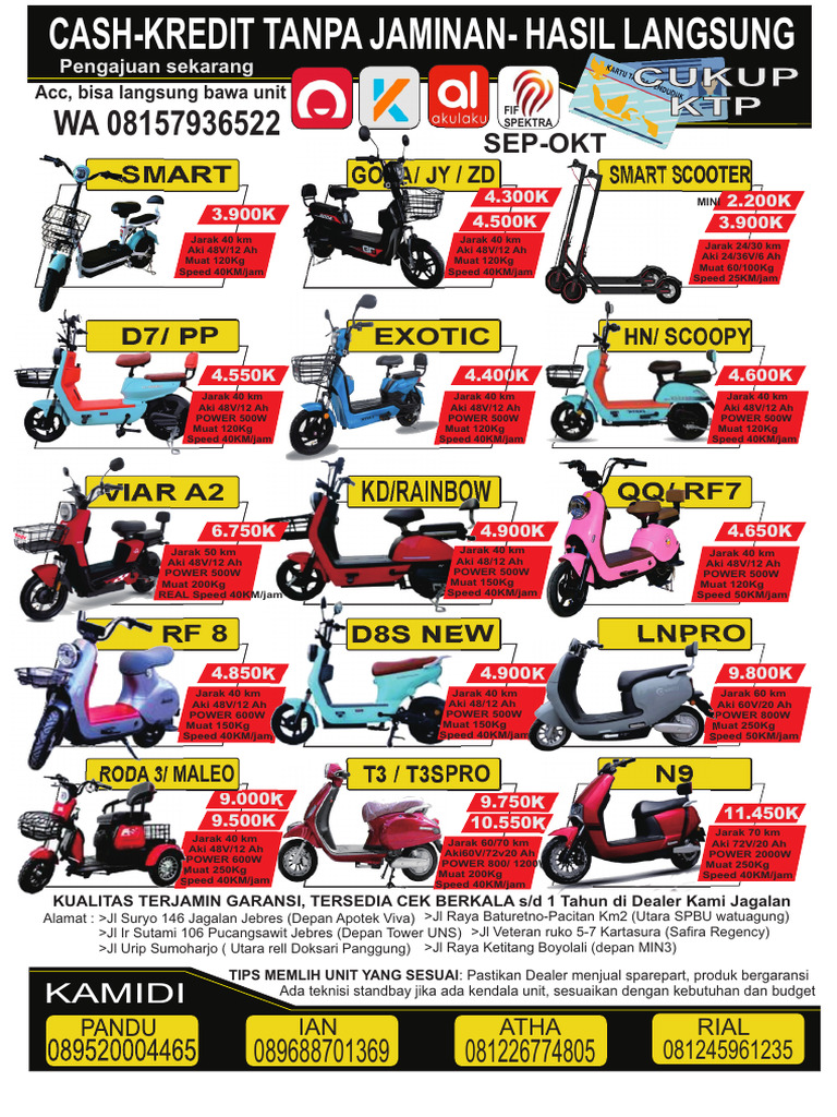Spesifikasi dan Harga Smart Scooter | PDF