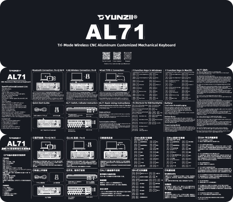 YUNZII AL71 Function Card 240408 | PDF