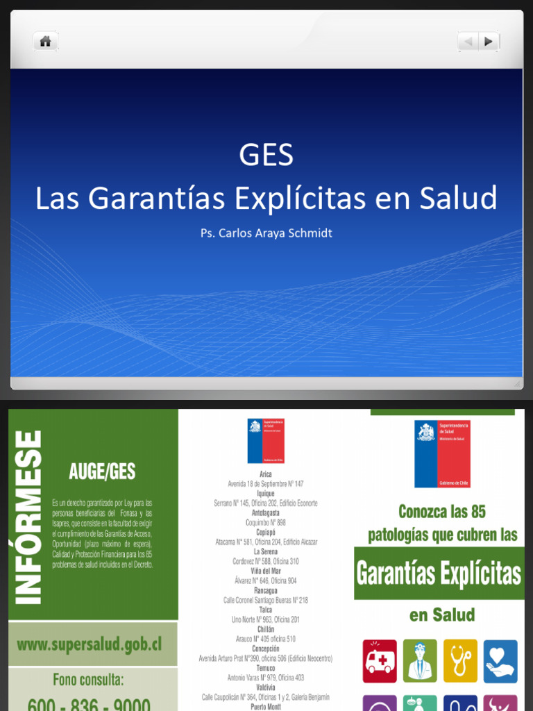 GES Las Garantías Explícitas en Salud: Ps. Carlos Araya Schmidt | PDF