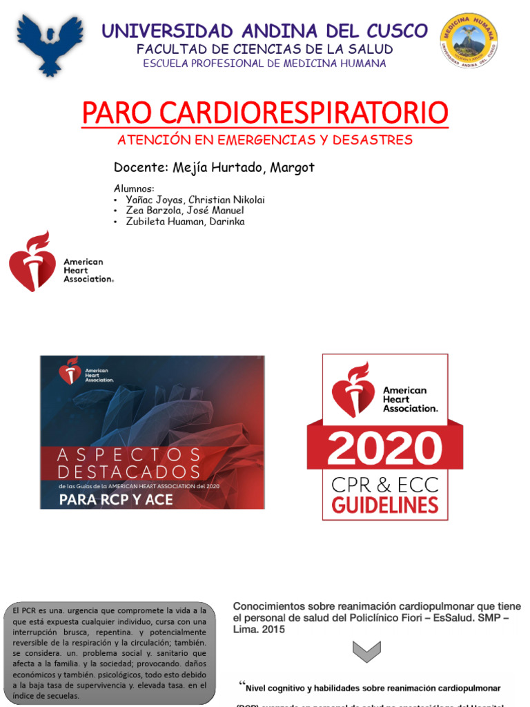 Paro Cardiorespiratorio: Universidad Andina Del Cusco | PDF ...