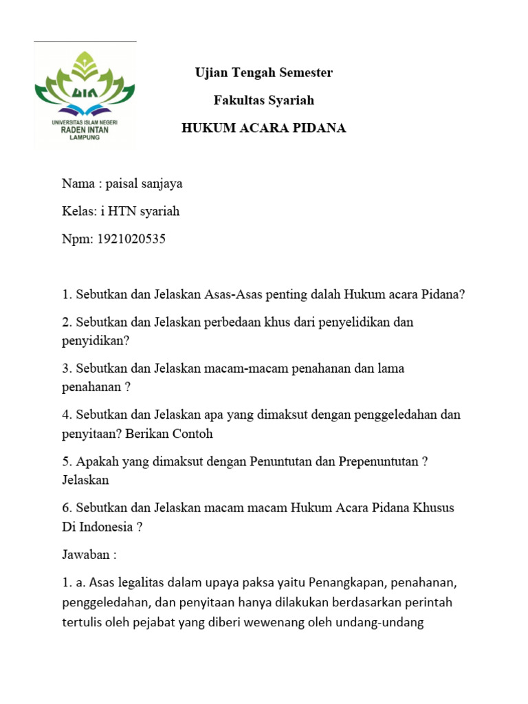 Uts HAP PAISAL SANJAYA | PDF