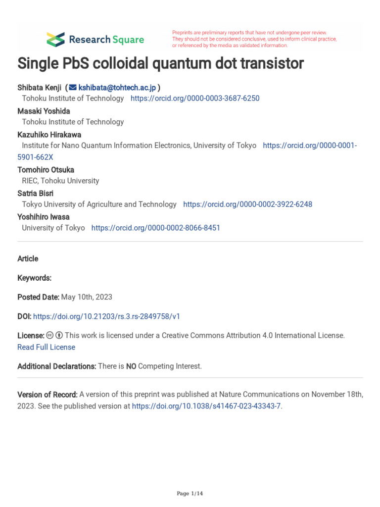 Quantum Dot Transistors Unveiled | PDF | Electron | Electricity