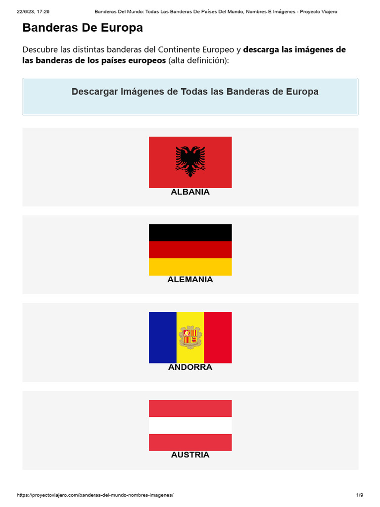 Banderas de Europa: Nombres e Imágenes | PDF | Europa