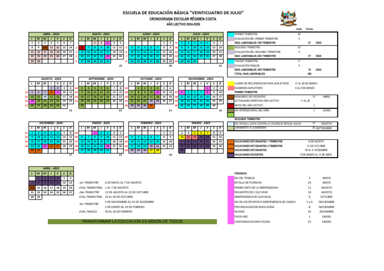 Calendario Escolar 2024-2025 | PDF
