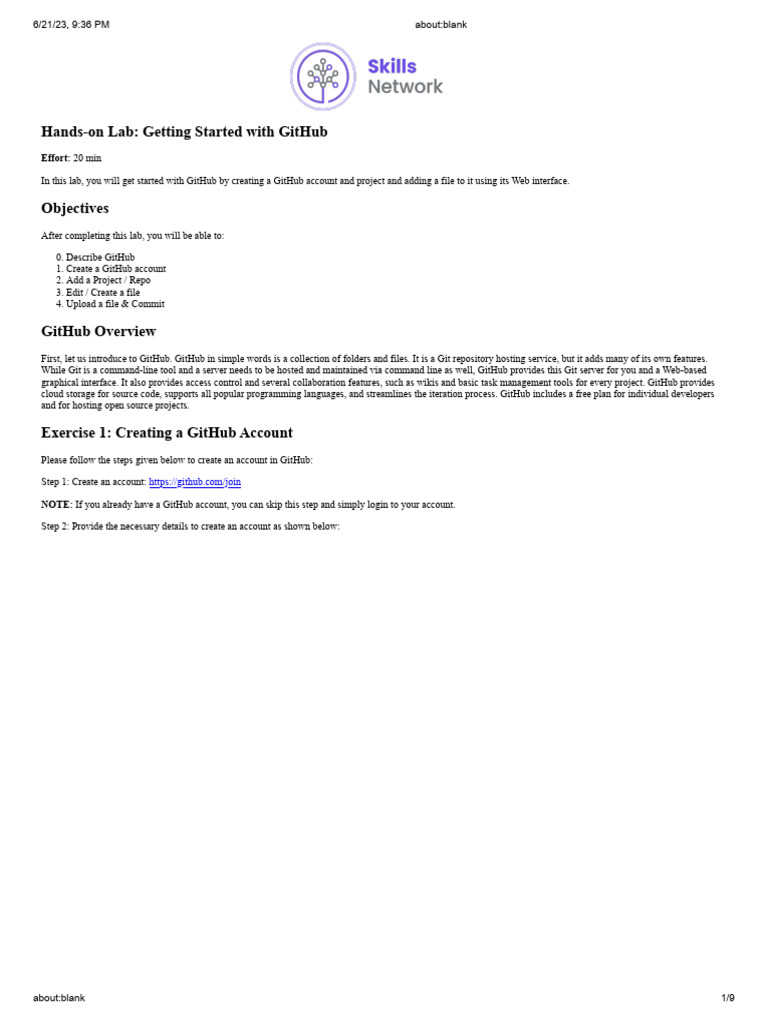 Hands On Lab Getting Started With Github Pdf Command Line Interface Software Engineering
