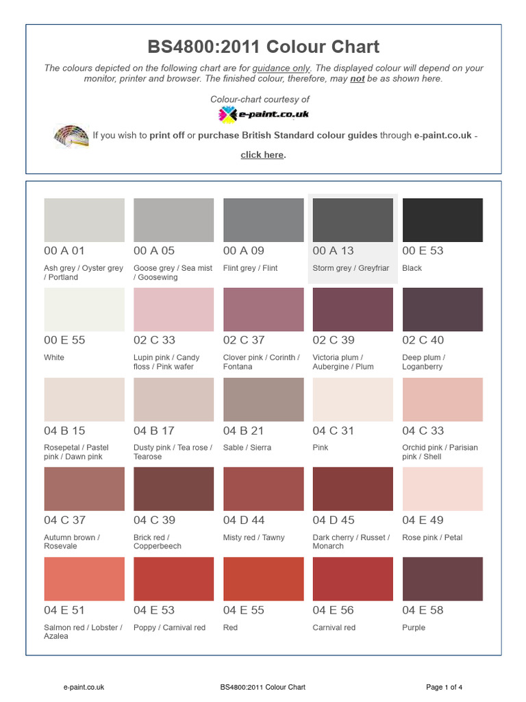 bs4800 Colour Chart | PDF