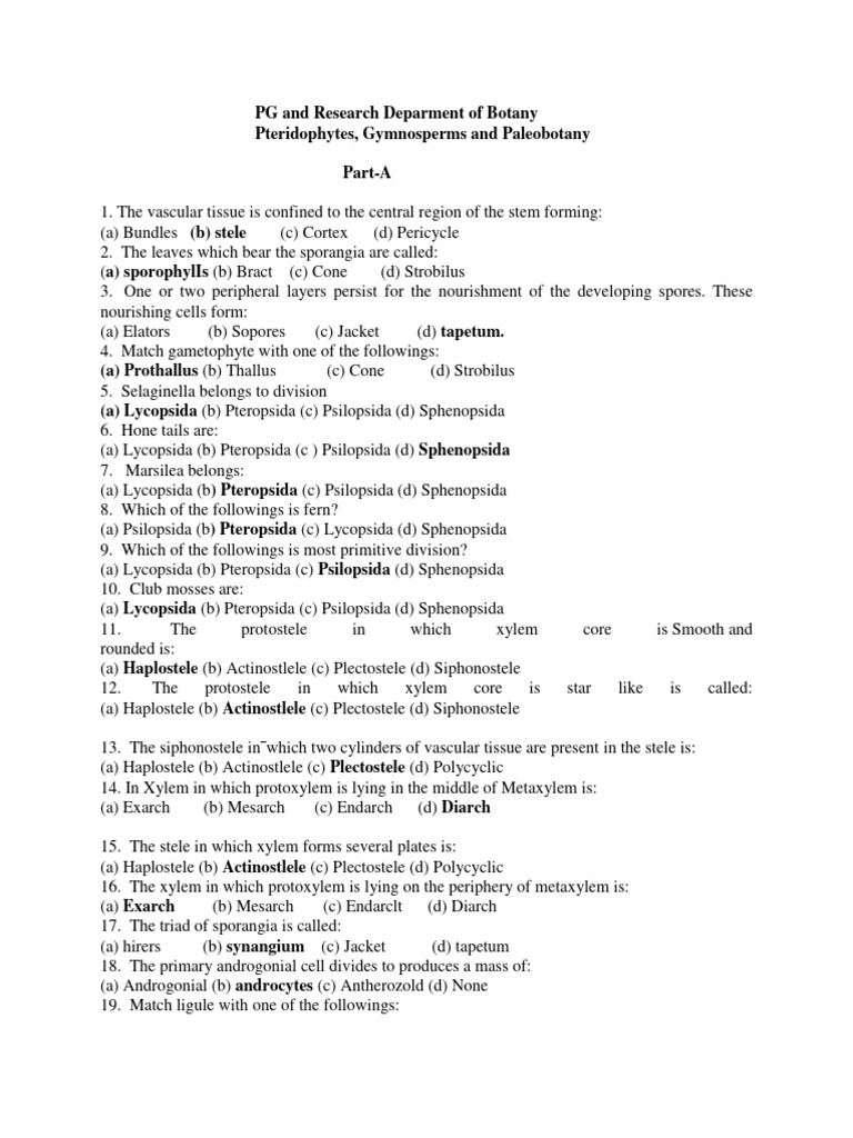 PG BOTANY Plant Diversity Question Bank Complete | PDF | Plant Morphology | Plants
