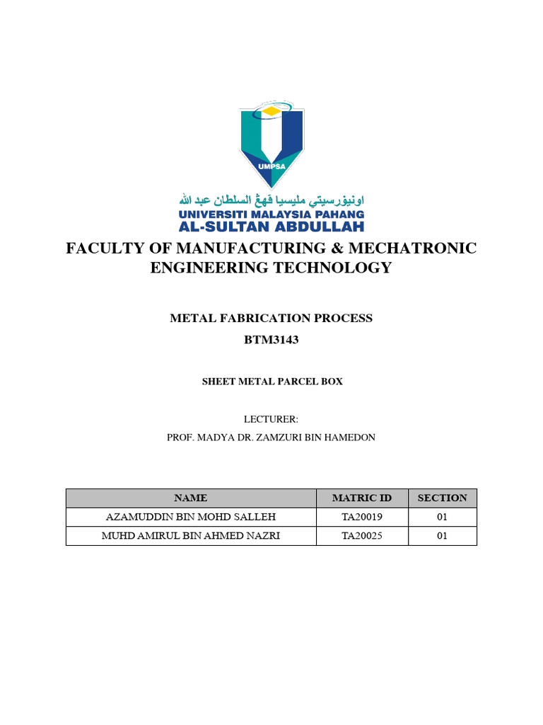 Lab Sheet 03 Sheet Metal Parcel Box | PDF | Sheet Metal | Rivet