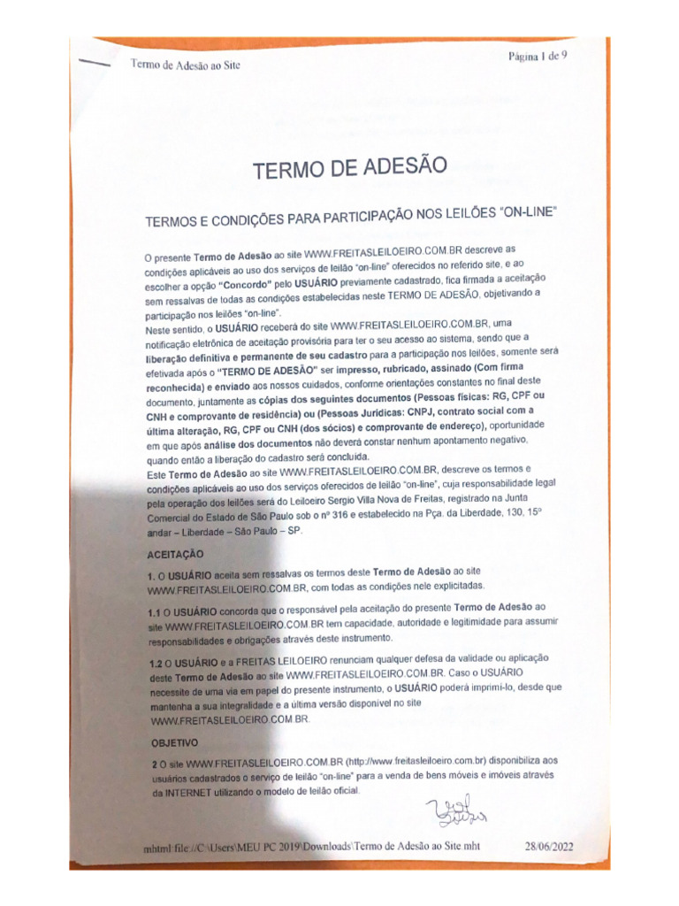 Termo de Adesão | PDF