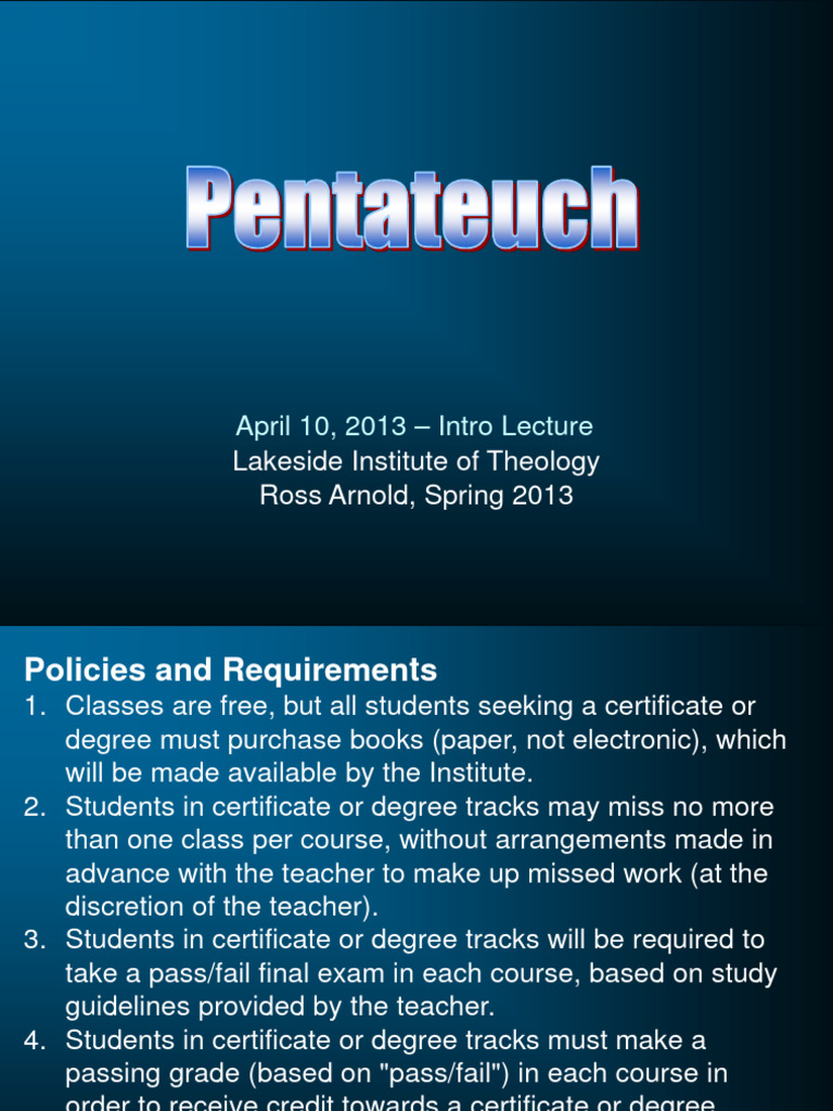 Pentateuch Overview and Study Guide | PDF | Torah | Hebrew Bible