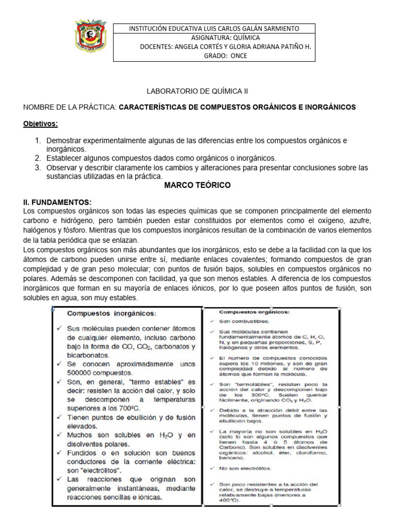 Lab de Química II Comptos Org e Inorg | PDF | Compuestos químicos | Compuestos orgánicos