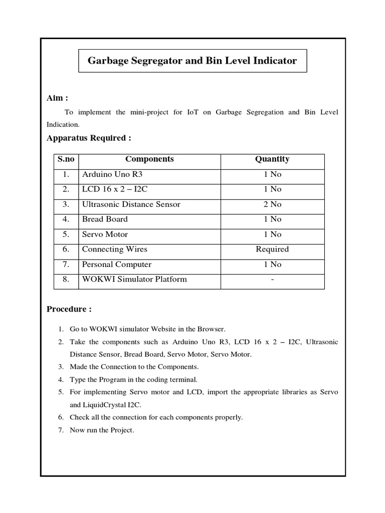 Embedded IOT Project - Garbage Segregation & Level Indication | PDF | Cursor (User Interface ...