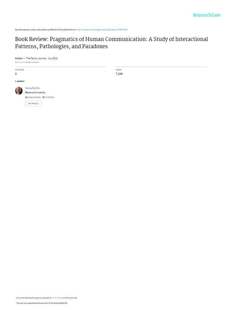 Pragmaticof Human Communication | Download Free PDF | Communication | Semantics