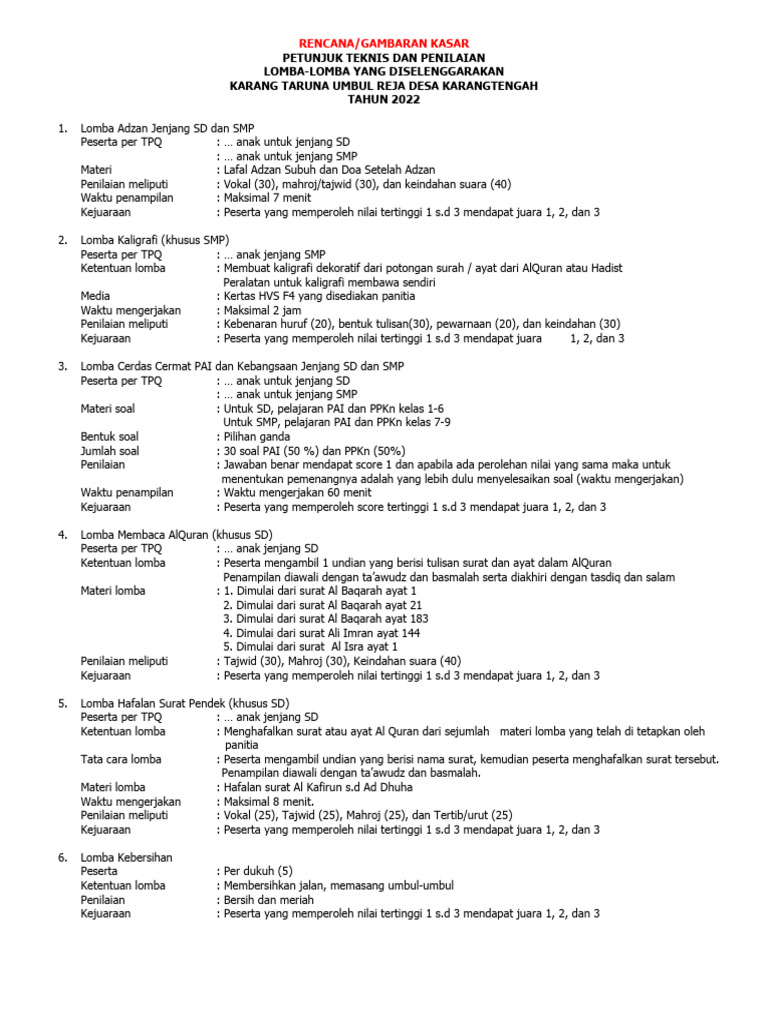 Juknis Lomba Katar | PDF