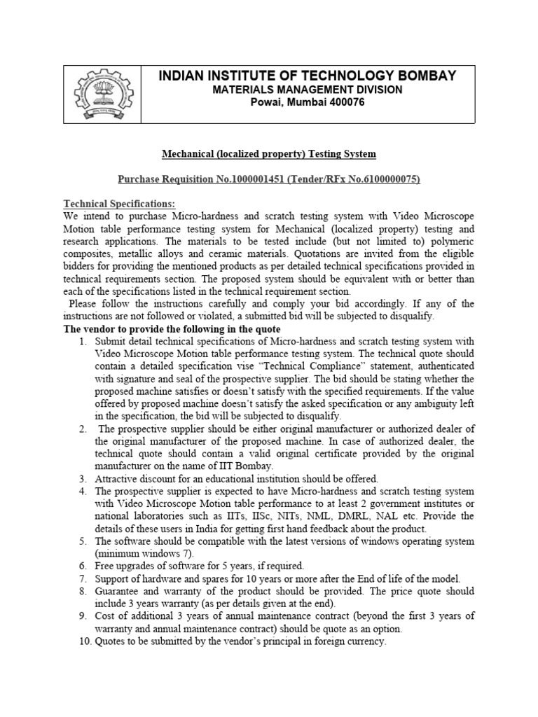IIT Bombay | PDF | Specification (Technical Standard)
