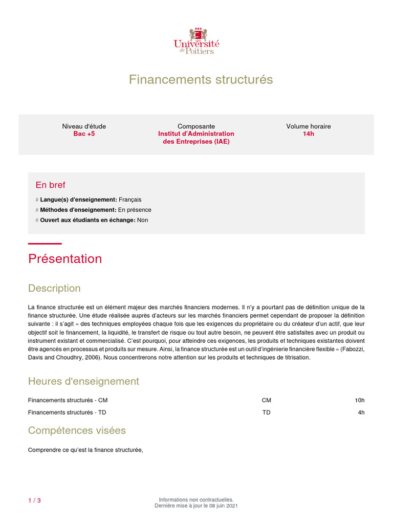Financements Structurés | PDF | Marchés financiers | Secteur privé