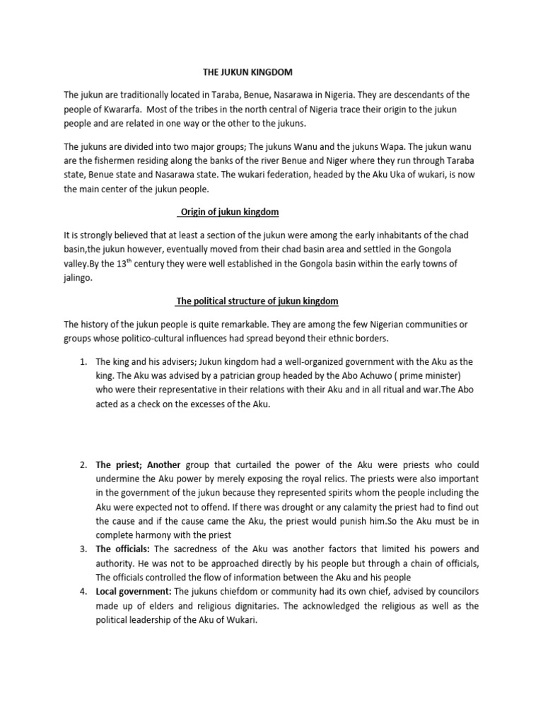 7412 - The Jukun Kingdom | PDF | Africa | Economies