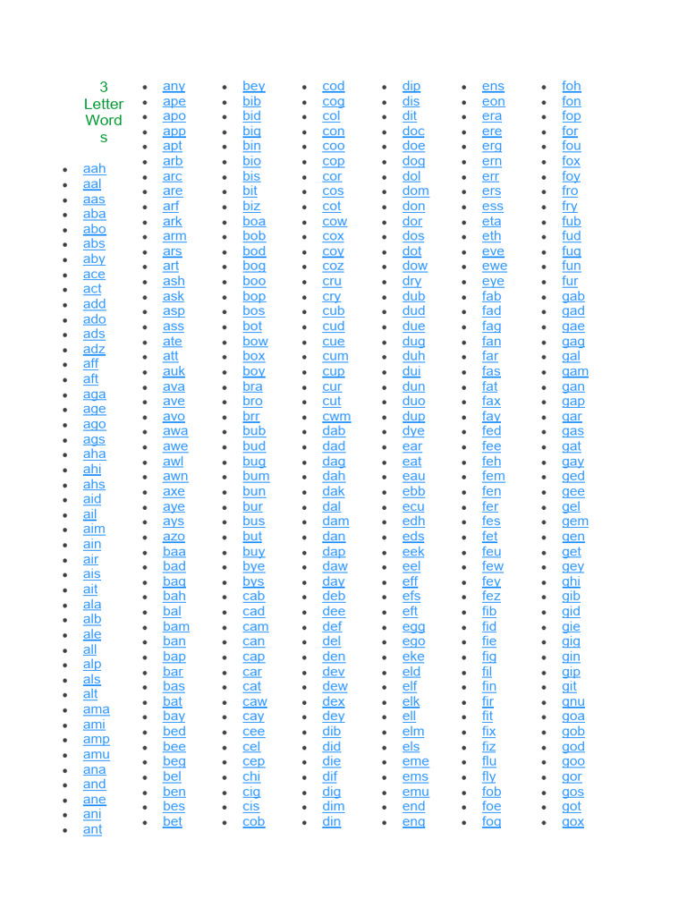 3 Letter Words for scrabble | PDF