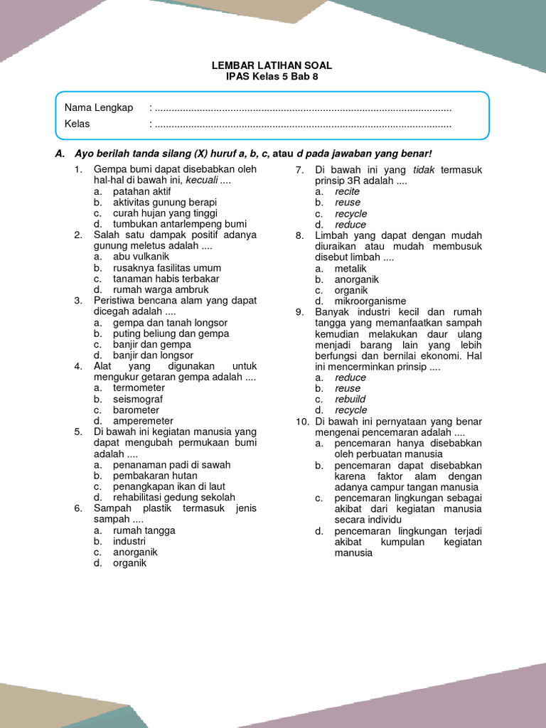 V Latihan Soal - Bab 8 | PDF
