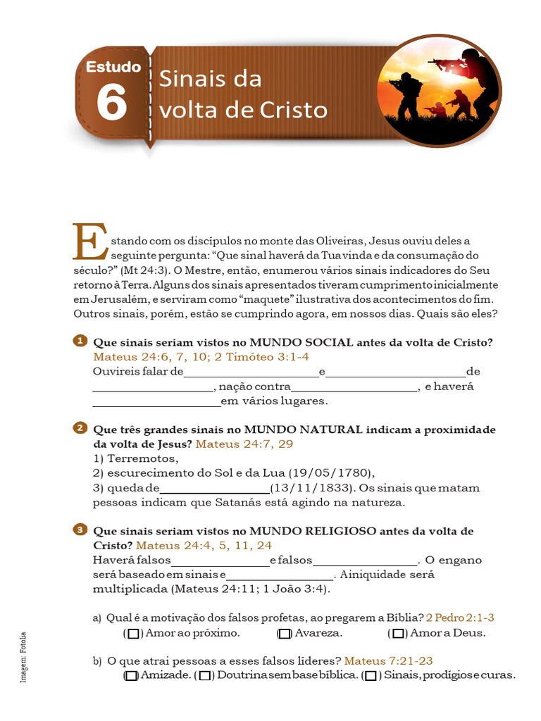 Sinais da Volta de Cristo | PDF | Jesus | Segunda vinda de Cristo