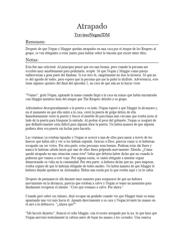 Atrapado NEGGIE ONE SHOT | PDF | Orgasmo | Mano