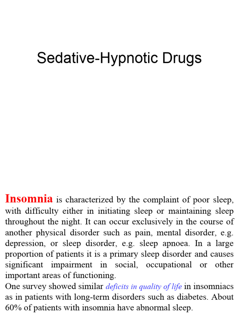 Sedative Hypnotics PCI Pattern | PDF | Benzodiazepine | Insomnia