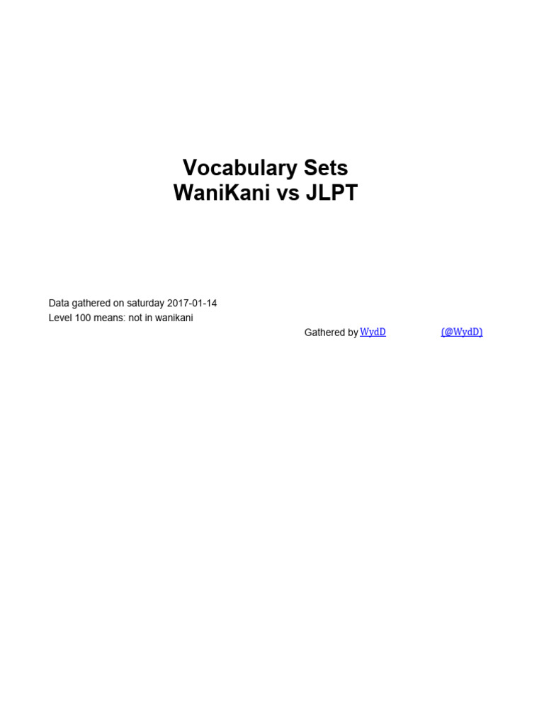 Wanikani Vs JLPT - Full Data | PDF