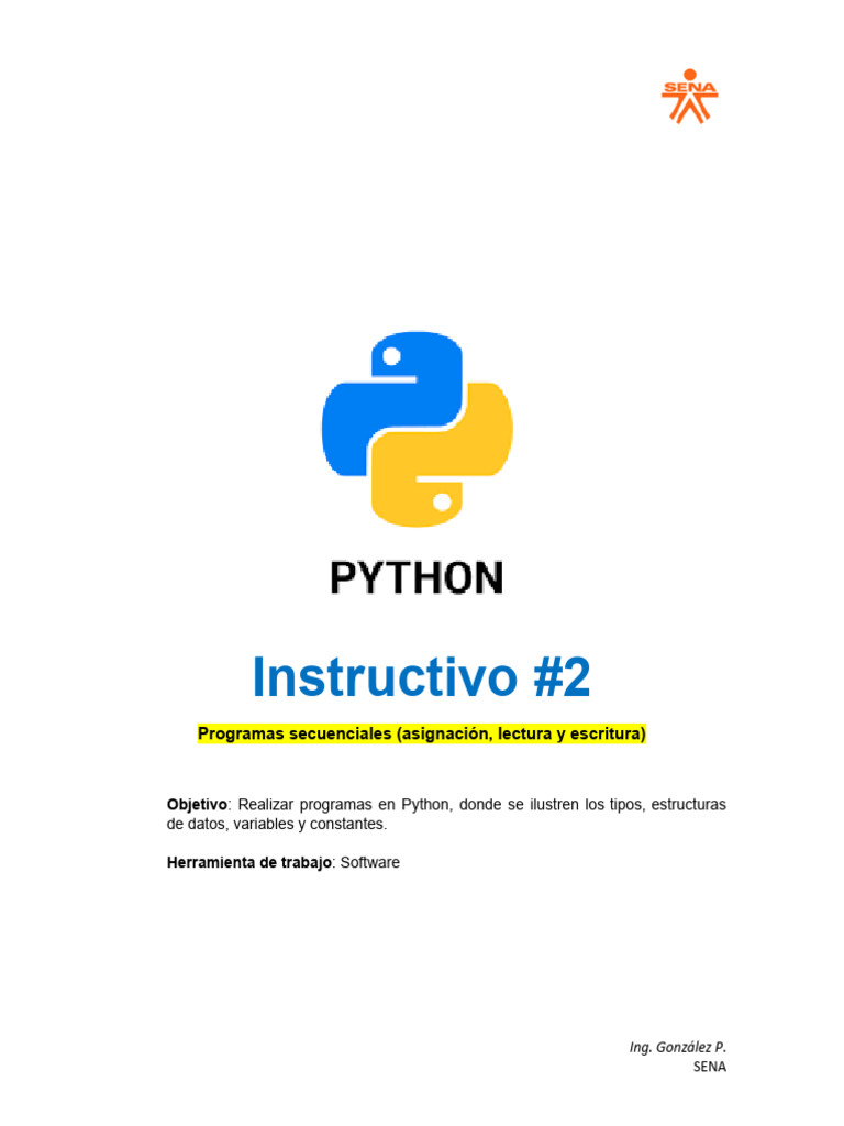 2 Instructivo Programas Secuenciales | PDF | Python (lenguaje de programación) | Tipo de datos