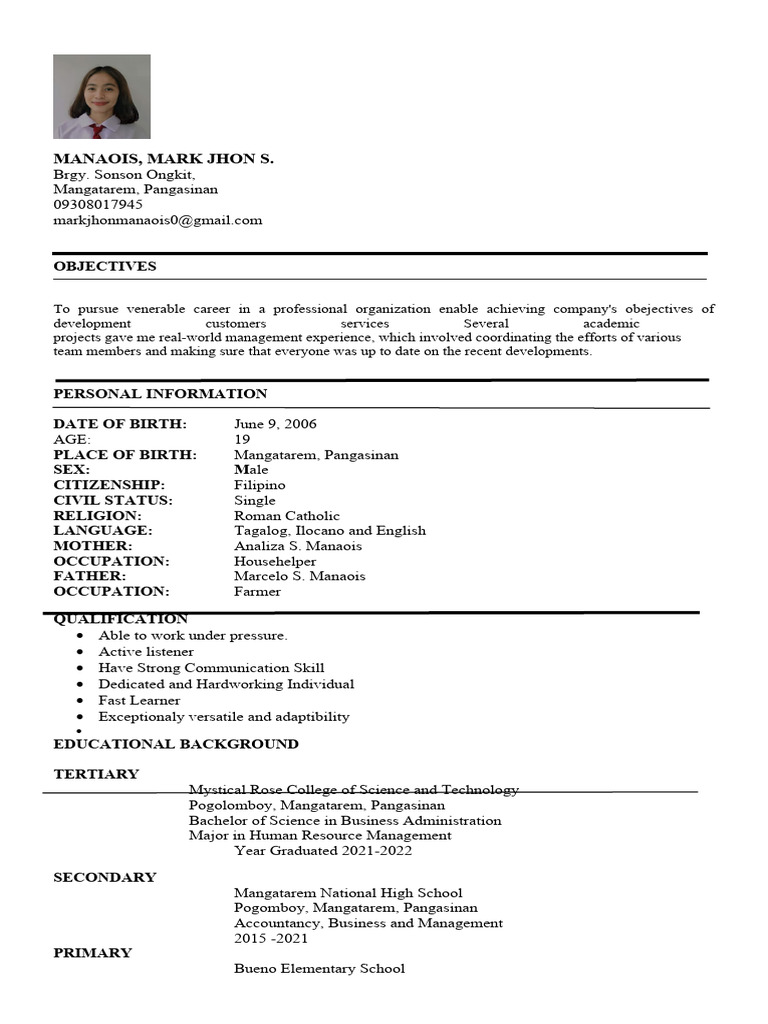 Mica Ella Resume&ApplicationLetter | PDF | Human Resources | Cognition