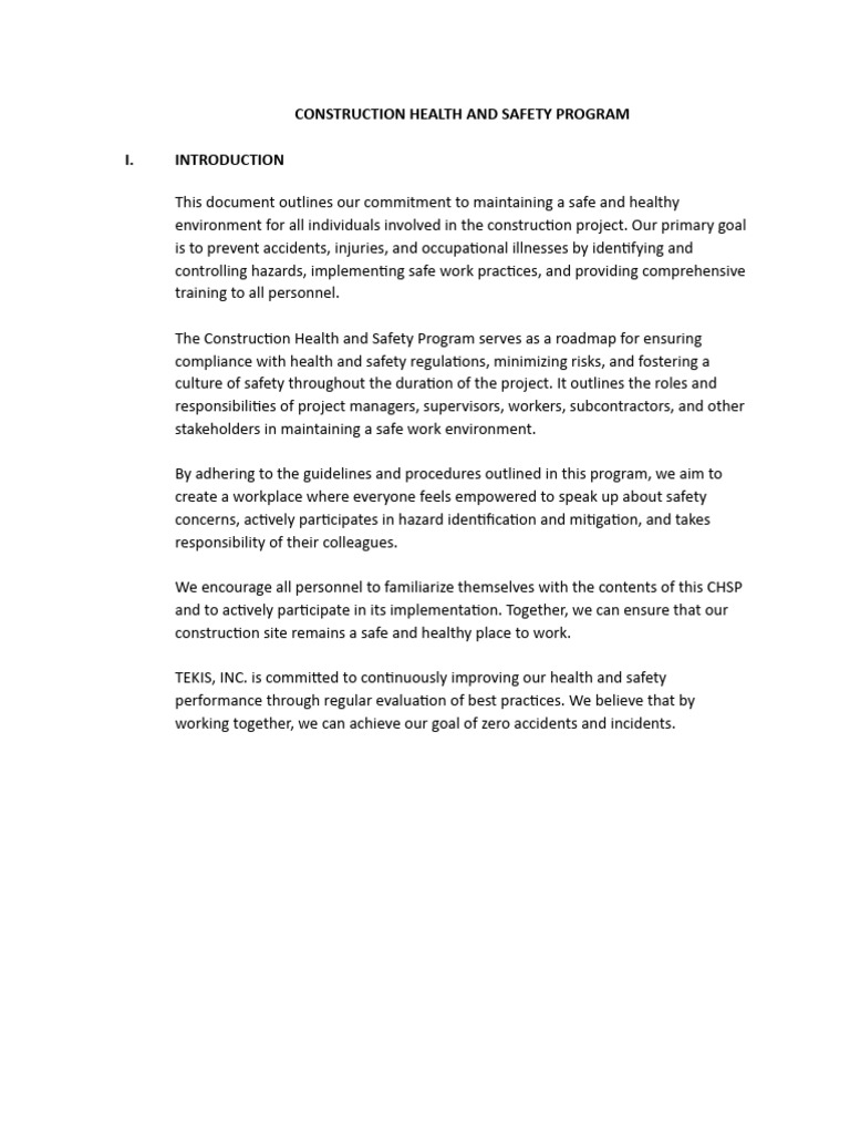 Construction Health and Safety Program | PDF | Occupational Safety And ...