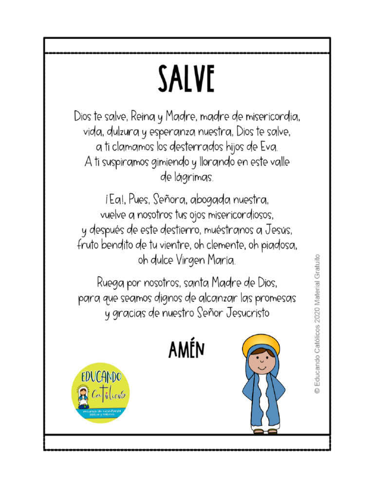 Oración - Salve - Educando Catolicos | PDF