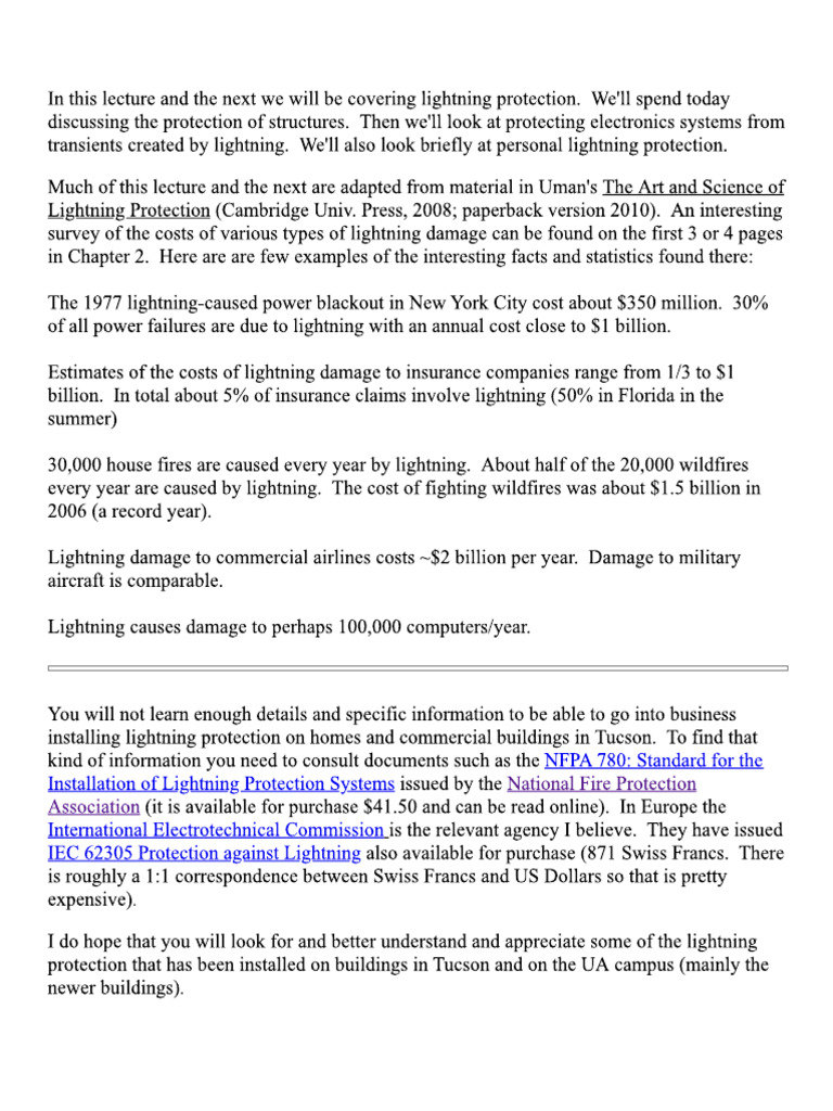 Lecture 20 - Lightning protection Pt. 1 Structures | PDF
