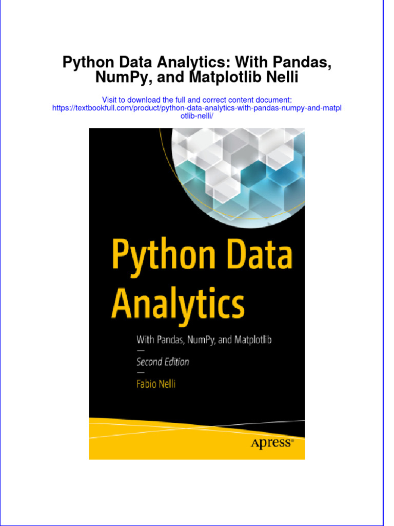Pdf Python Data Analytics With Pandas Numpy And Matplotlib Nelli Ebook Full Chapter Download 3169
