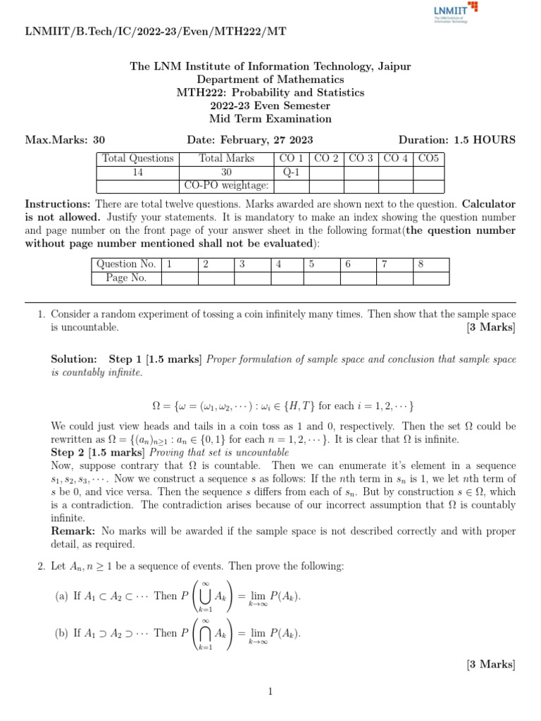 Midterm PnS-2023 - Solution | PDF | Probability Density Function | Mathematics