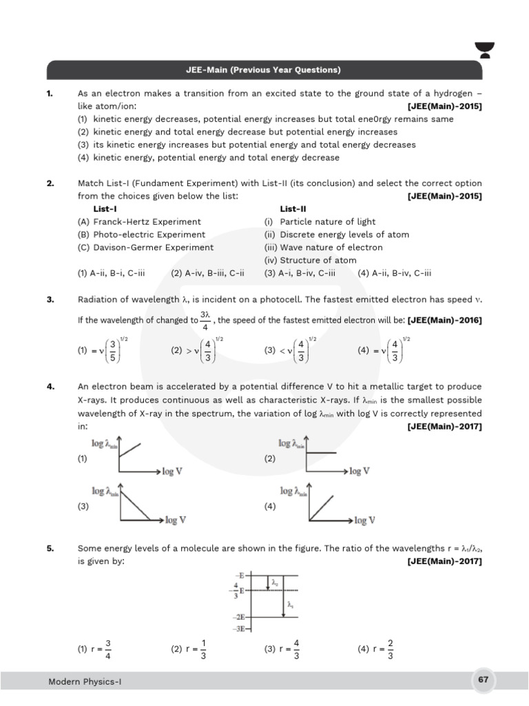 Physics Modern Physics I | PDF | Electron | Photoelectric Effect