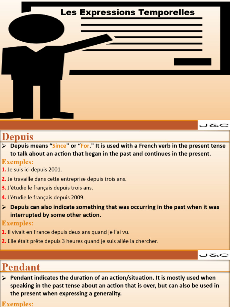 214 Les Expressions Temporelles (Depuis & Pendant) | PDF