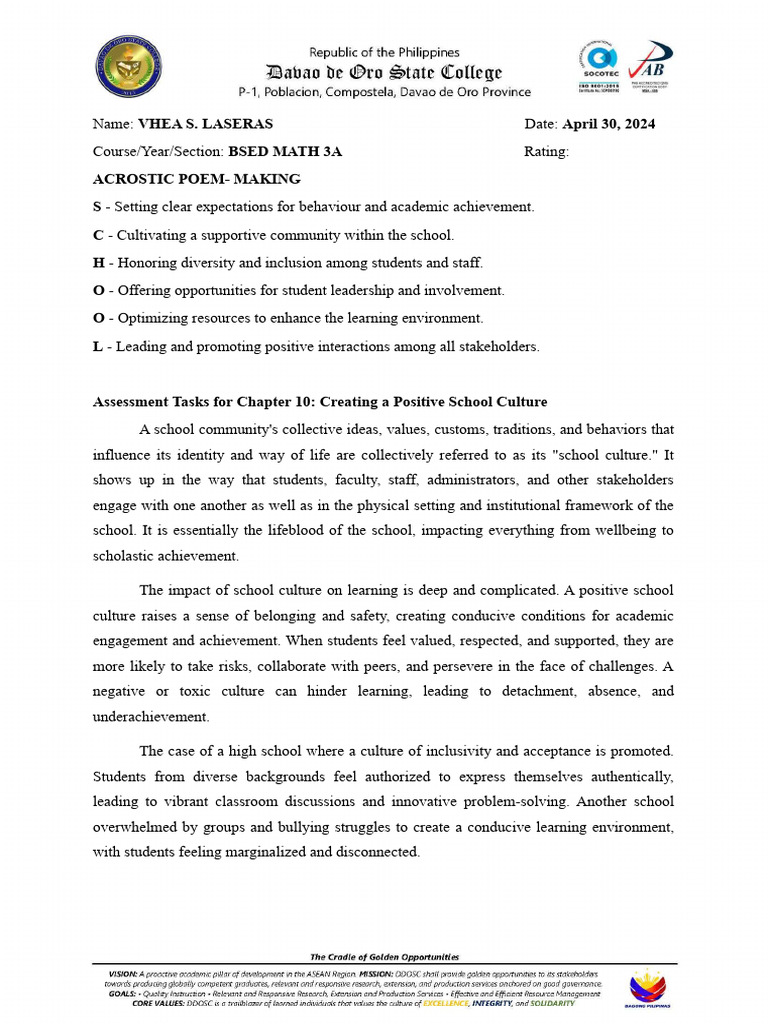 2 Acrostic CHAPTER 10 Laseras Math 3A | PDF | Community | Learning