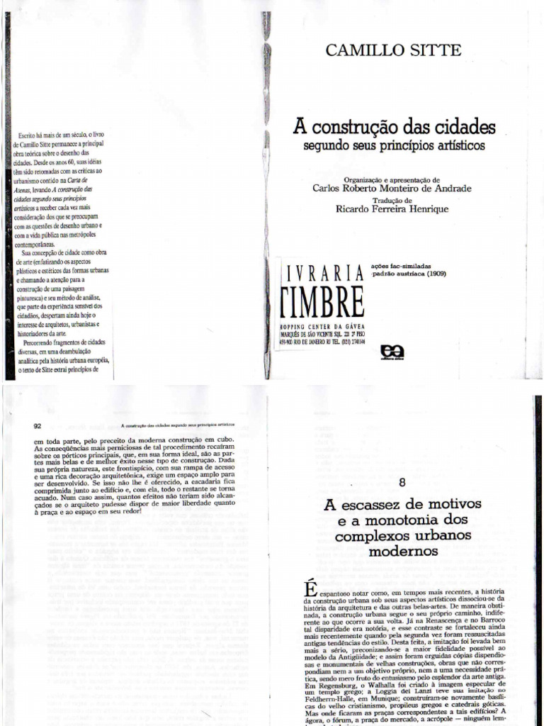 Camillo Sitte - A ConstrucÌ Aì o Das Cidades Segundo Seus Princiì Pios ...
