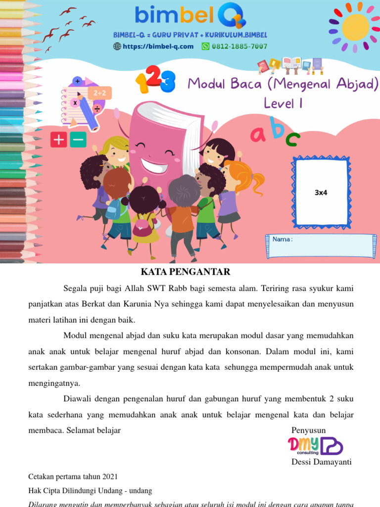 LEVEL 1 - MODUL BACA (Mengenal Abjad Dan Suku Kata) | PDF