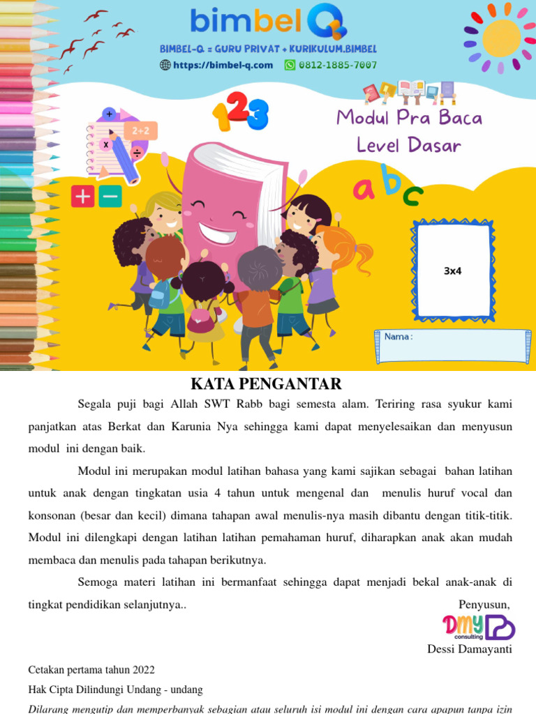 Modul Belajar Menulis Huruf Vokal | PDF