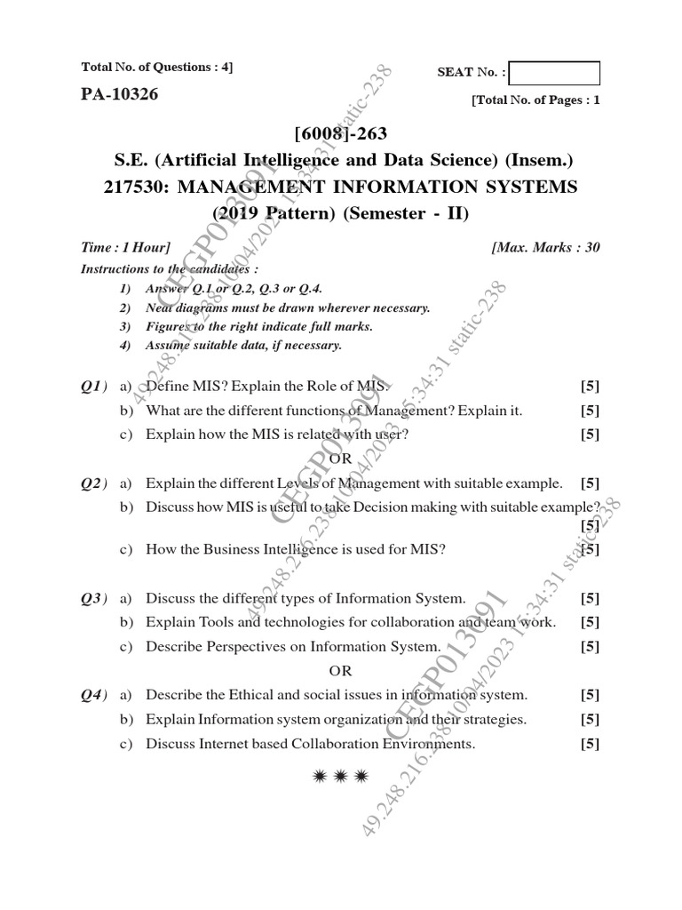 SPPU SE AIDS Management Information System Feb 2023 | PDF | Communication | Cyberspace