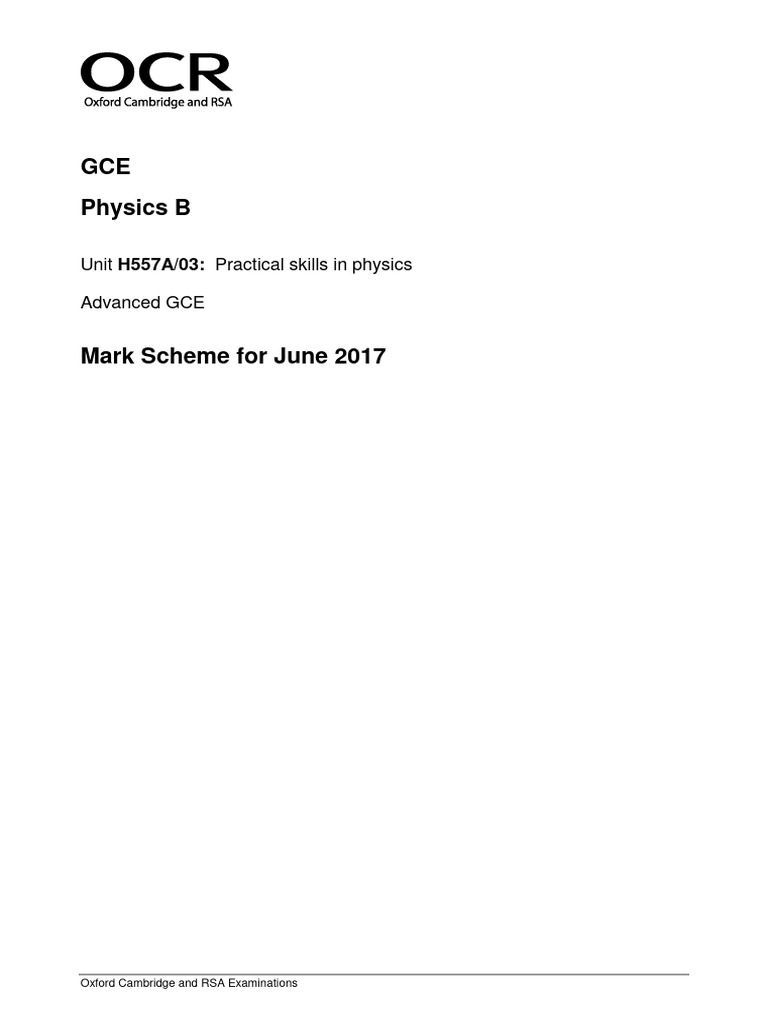 Mark Scheme Practical Endorsement in Physics | PDF | Metrology ...