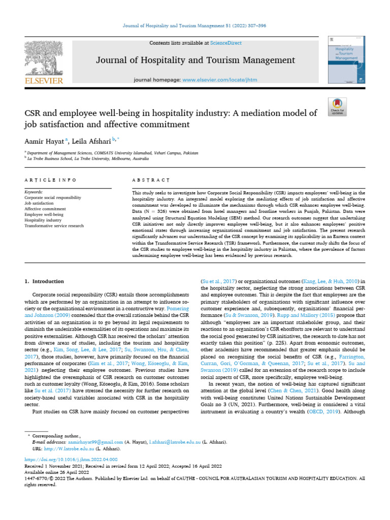 Journal of Hospitality and Tourism Management: Aamir Hayat, Leila ...