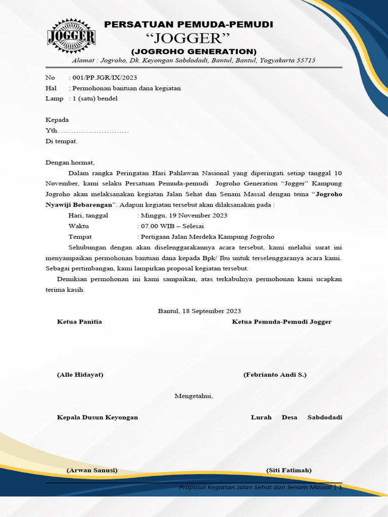 Proposal Kegiatan 2023 | PDF | Perjalanan