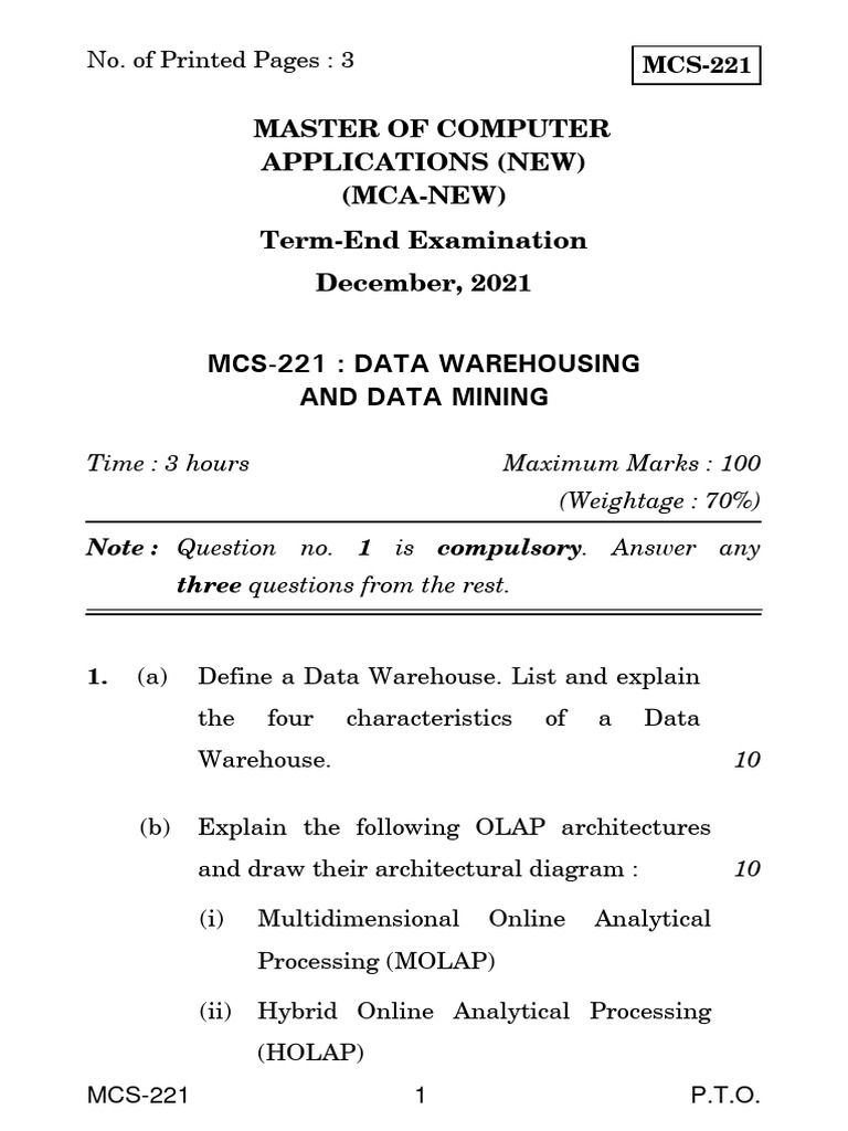MCS 221 | PDF | Data Warehouse | Information Retrieval