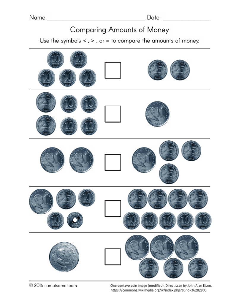 Comparing Amounts 1 | PDF