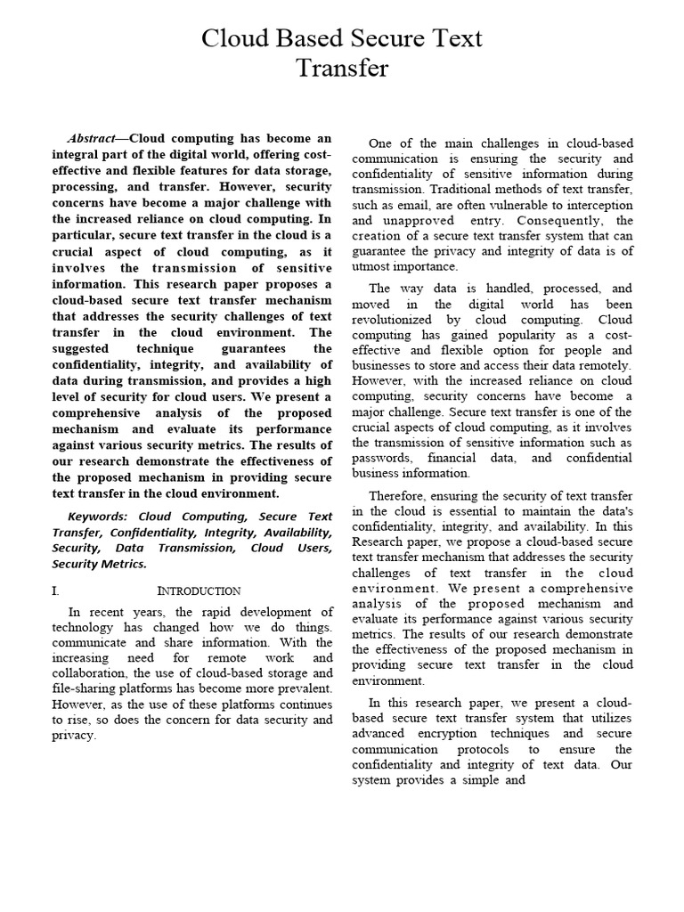 Research Paper | Download Free PDF | Encryption | Cloud Computing