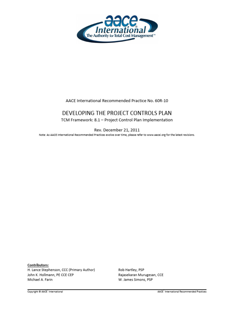 60R-10 Developing The Project Controls Plan | PDF | Risk Management | Risk 60R-10 Developing The Project Controls Plan | PDF | Risk Management | Risk